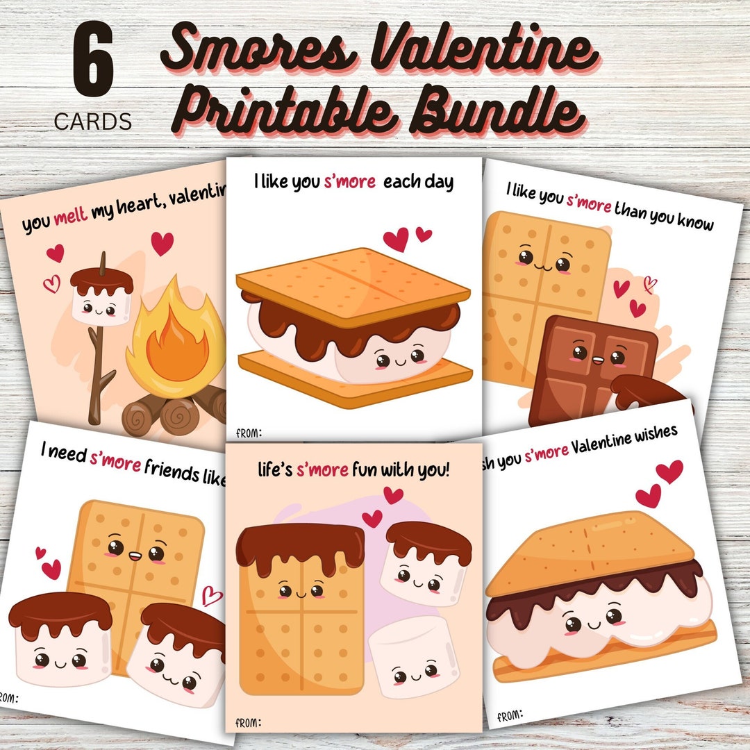 Smores Valentine Printable Bundle - Valentines Day Printable Cards PDF ...