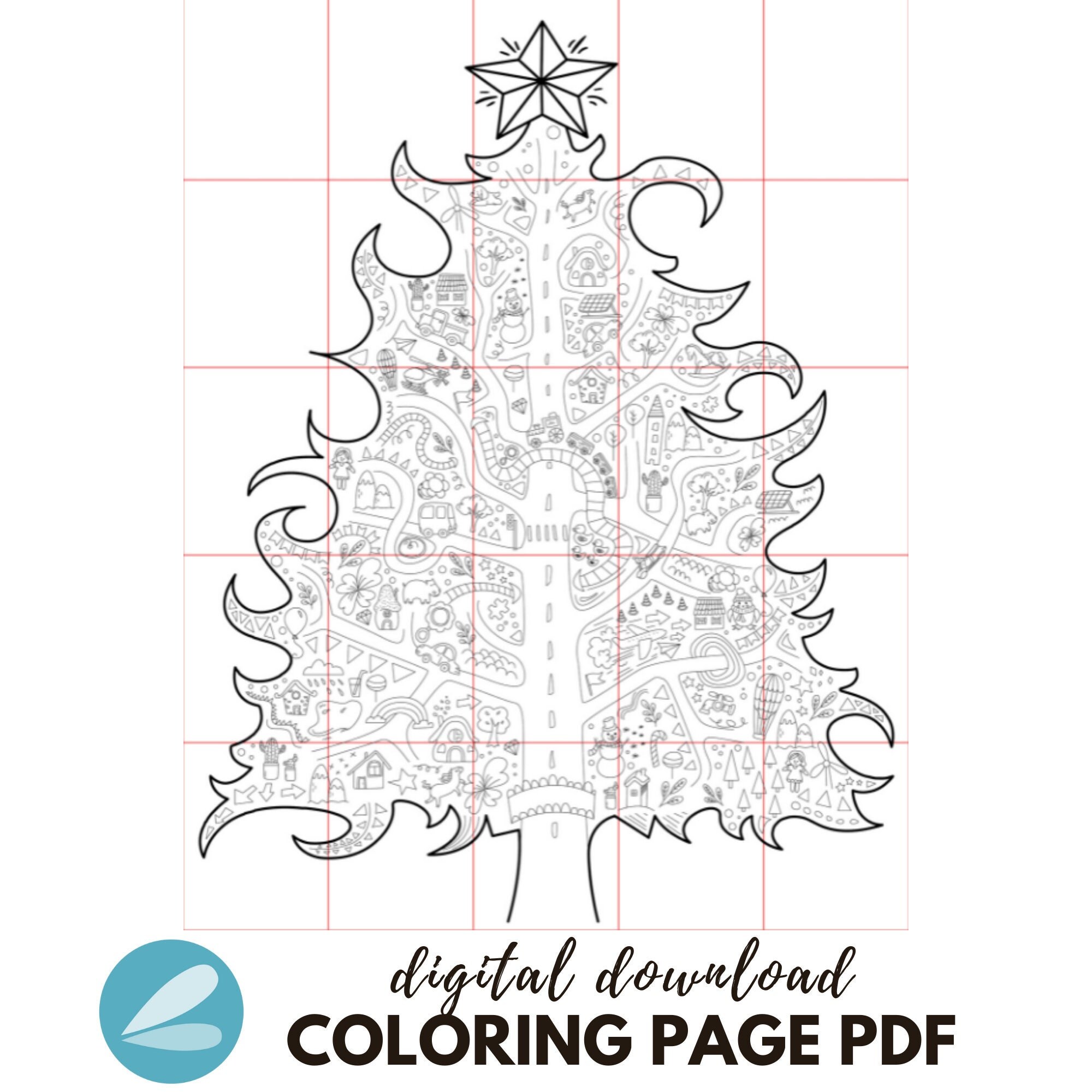 GIANT Christmas Tree Coloring Page Christmas Tree PDF - Etsy