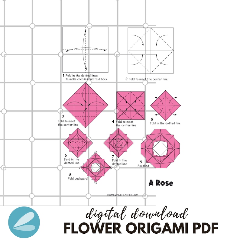 Origami Flower Folding Guide: 10 Printable Designs (PDF Download) - Etsy