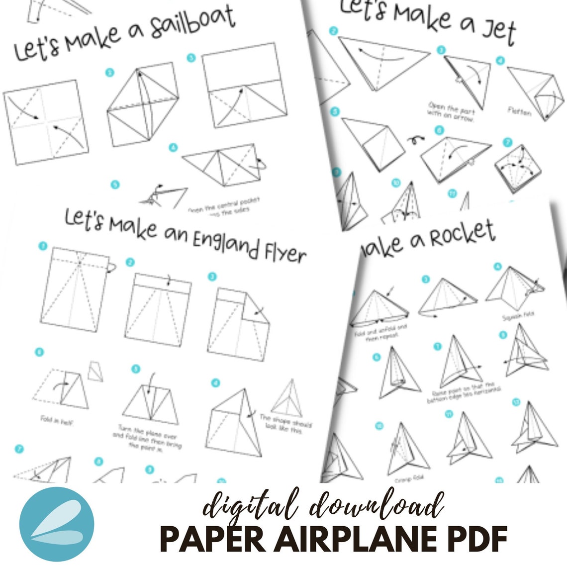 Paper Airplane Printable Pages - Paper Airplane PDF - Instant Download ...