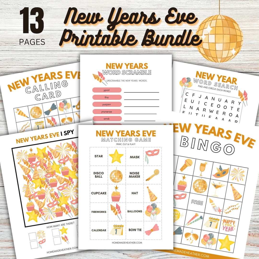 New Years Eve Printable Activity Bundle - New Years Printable PDF ...