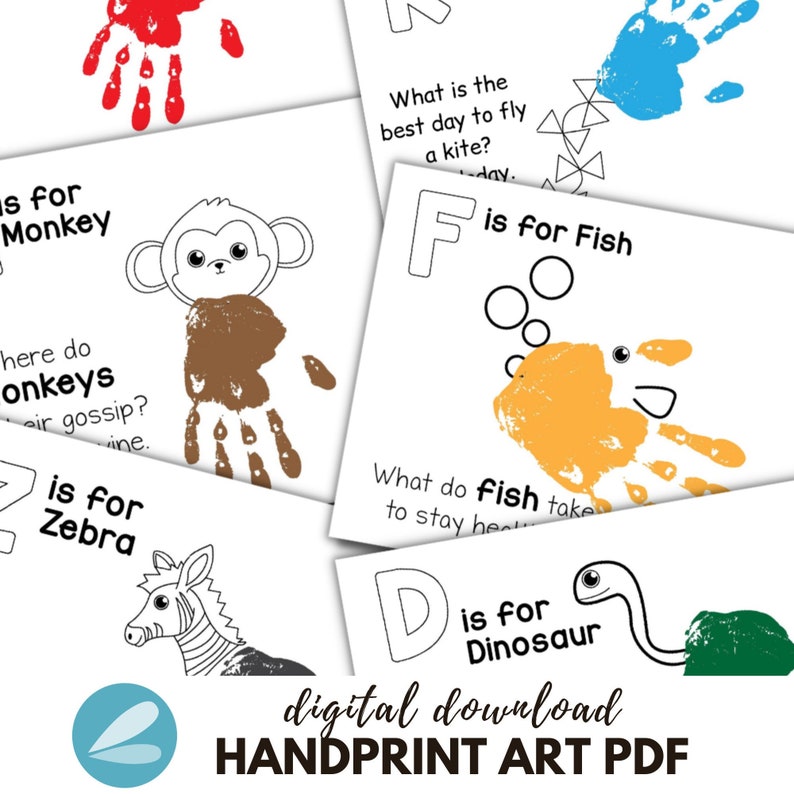Alphabet Printable Handprint Art Templates Alphabet - Etsy