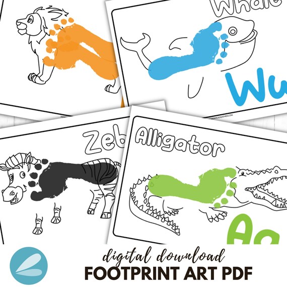 Alphabet Printable Footprint Art Templates Alphabet - Etsy