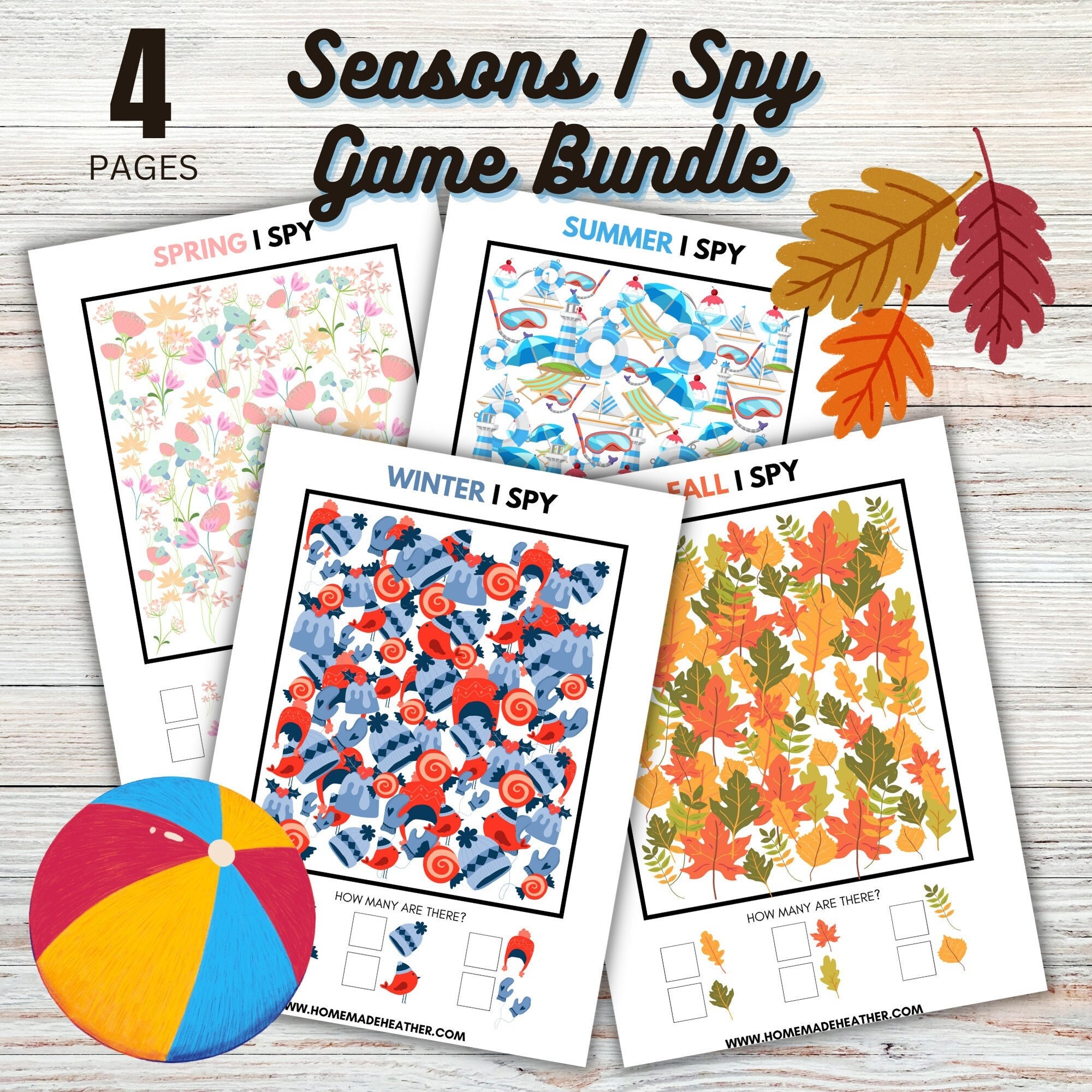 Four Season I Spy Printable Bundle I Spy Seasons Printable PDF Instant ...