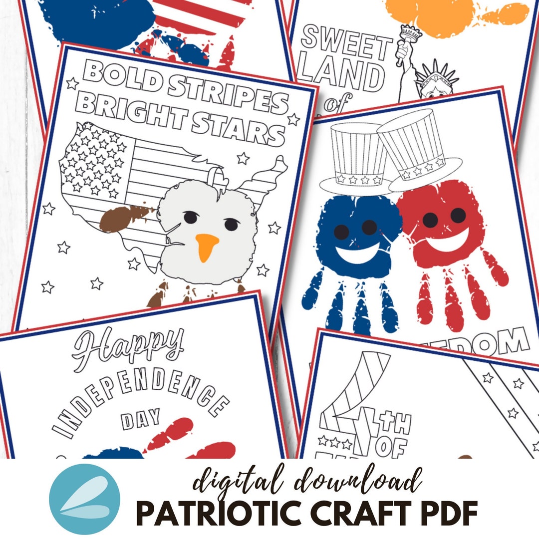 Patriotic Handprint Art Templates: 4th of July Kids Craft (PDF) - Etsy