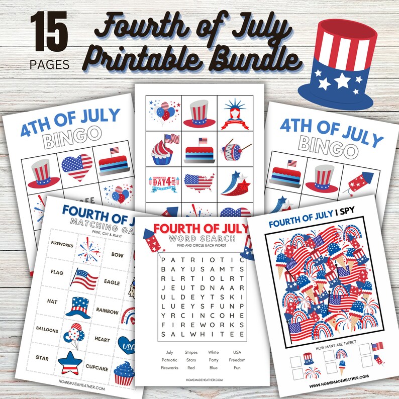 Fourth of July Activity Bundle: Printable Games (PDF Download) - Etsy