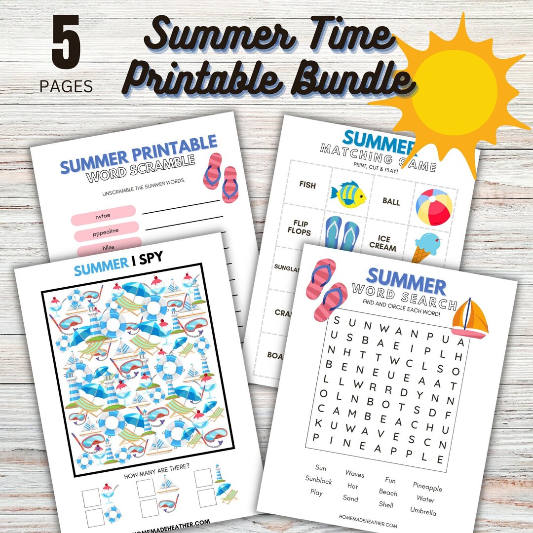 Summer Time Printable Bundle - Summer Time Bundle Printable PDF ...