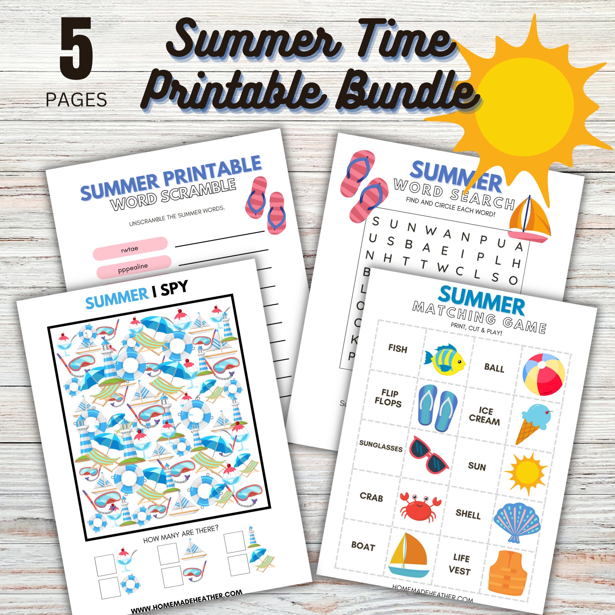 Summer Time Printable Bundle - Summer Time Bundle Printable PDF ...