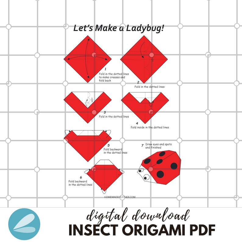 Origami Insect Printable Pages - Insect Origami PDF - Instant Download ...