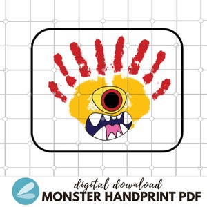 Monster Handprint Art Templates: Kids Halloween Craft (PDF Download) - Etsy