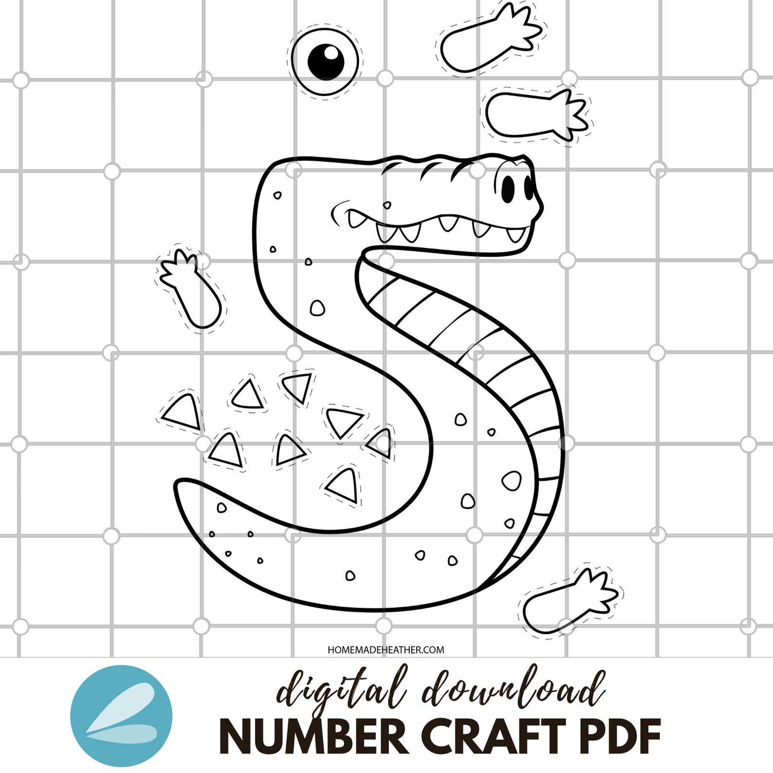 Number Printable CRAFT Templates - Number Animal Craft PDF - Instant ...
