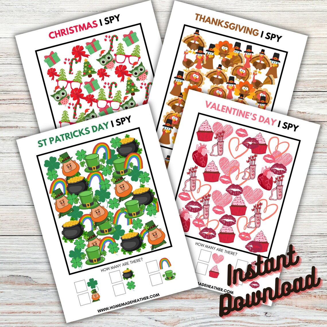 Holiday I Spy Printable Bundle I Spy Bundle Printable PDF Instant ...