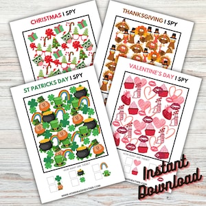 Holiday I Spy Printable Bundle - I Spy Bundle Printable PDF - Instant ...