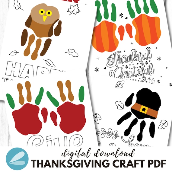 Thanksgiving Printable Handprint Art Templates Thanksgiving - Etsy