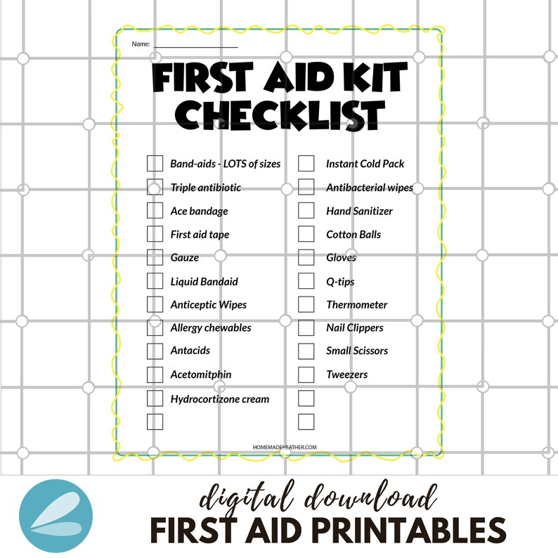 First Aid Printables PDF - First Aid Work Sheet PDF - Instant Download ...