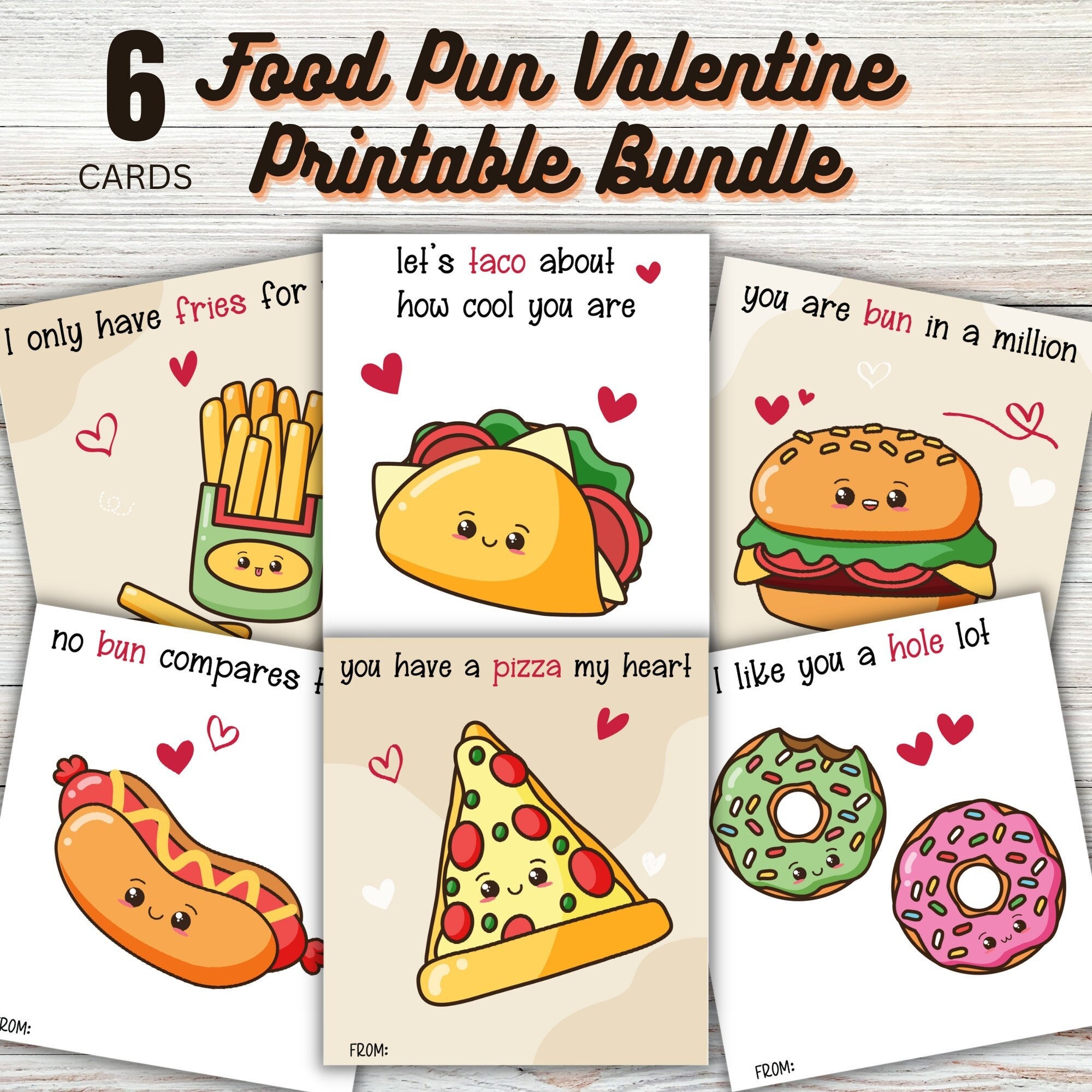 Food Pun Valentine Printable Bundle - Valentines Day Printable Cards ...