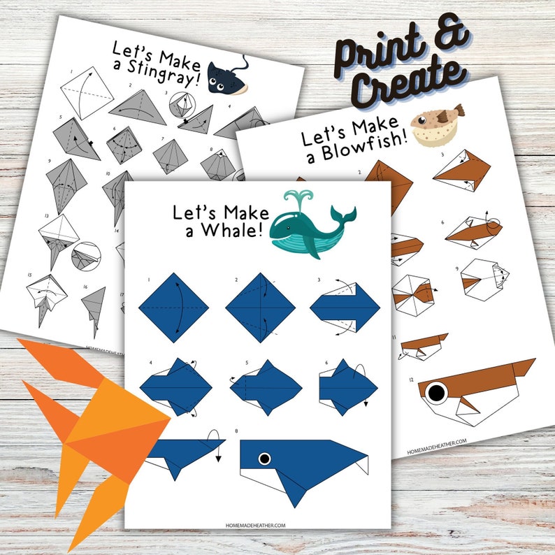 Origami Ocean Printable Pages - Ocean Origami PDF - Instant Download - Etsy