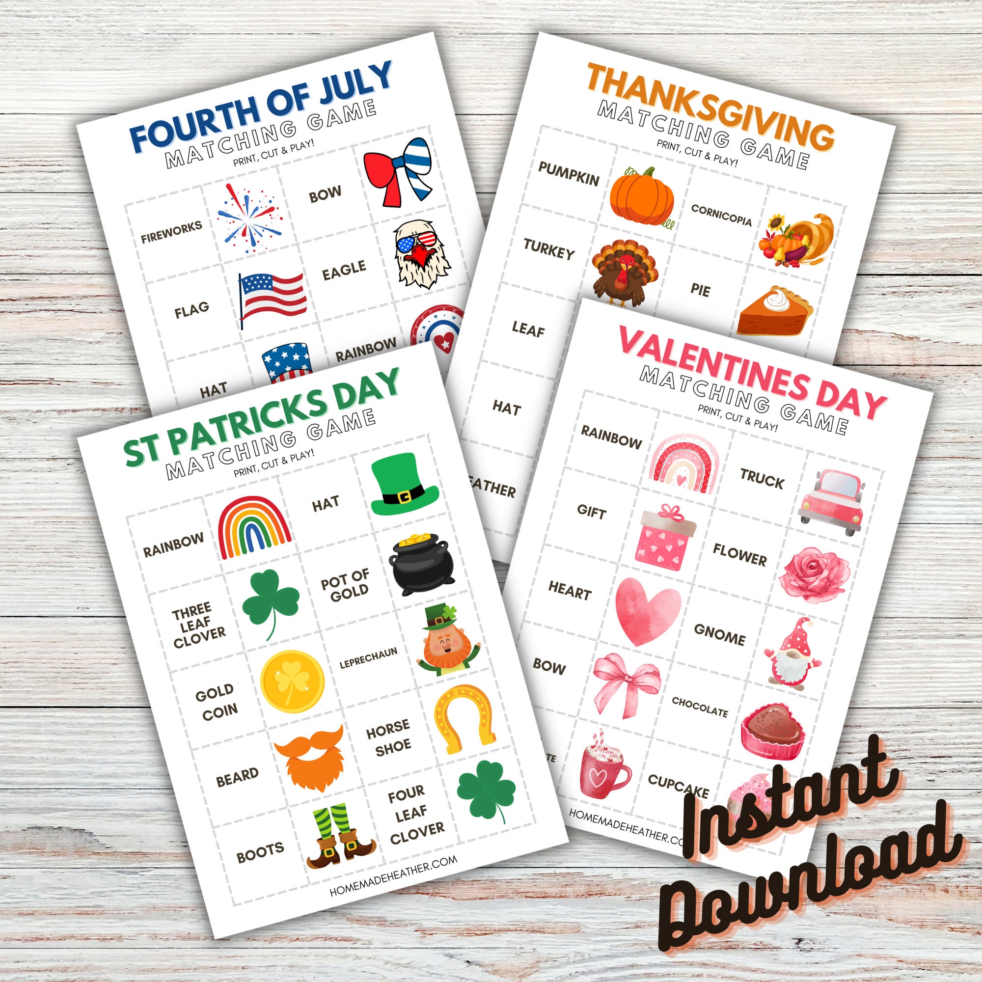 Holiday Matching Game Printable Bundle Matching Game Holiday Printable ...