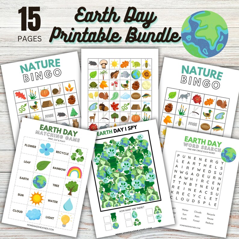 Earth Day Activity Bundle: Bingo, I Spy, Word Search (printable PDF) - Etsy