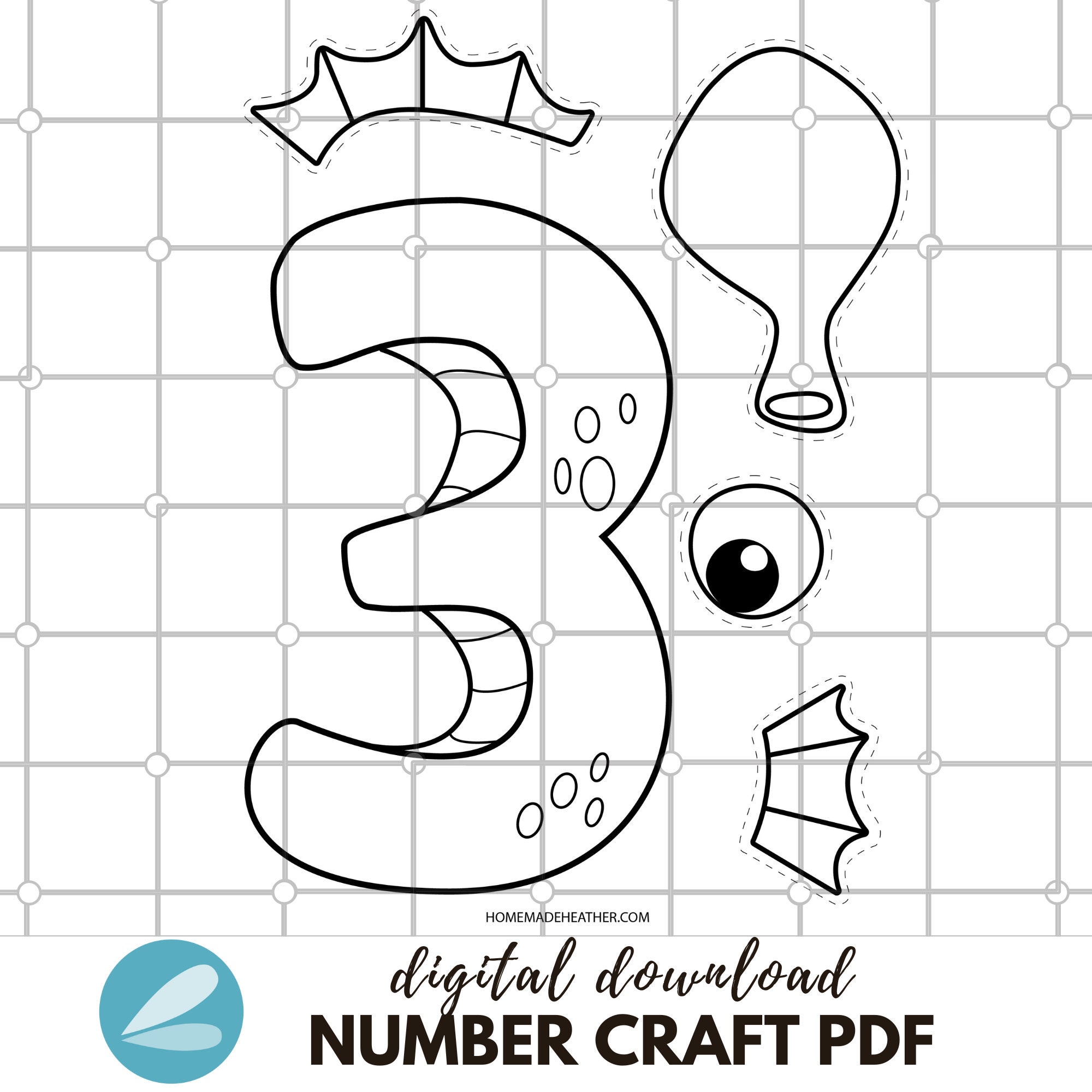 Number Printable CRAFT Templates Number Animal Craft PDF Instant ...