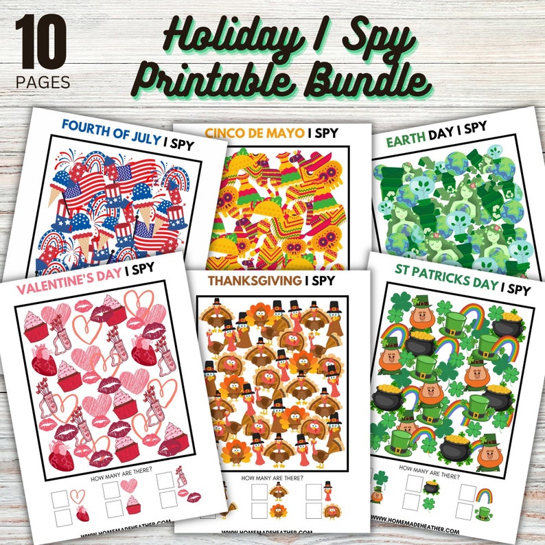 Holiday I Spy Printable Bundle - I Spy Bundle Printable PDF - Instant ...
