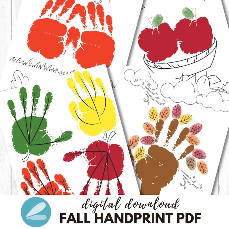 Fall Handprint Art Templates: Kids Activity, DIY Craft (PDF Download ...