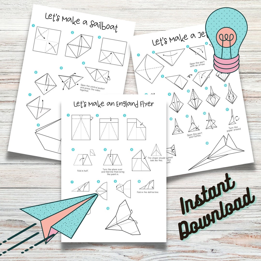 Paper Airplane & Boat Folding Guide: 11 Printable Designs (PDF) - Etsy