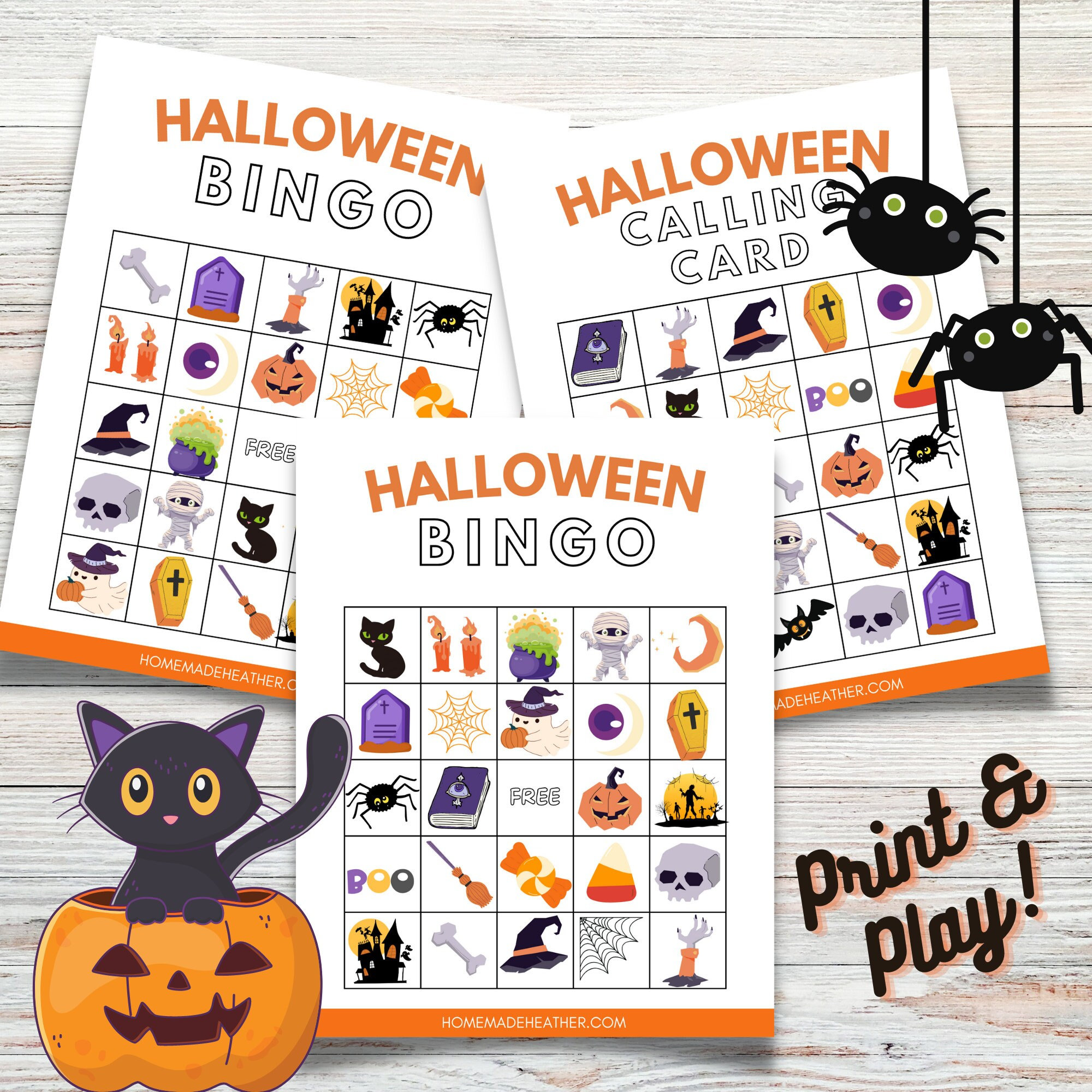 Halloween Printable Bingo - Halloween Bingo Game Printable - Halloween ...