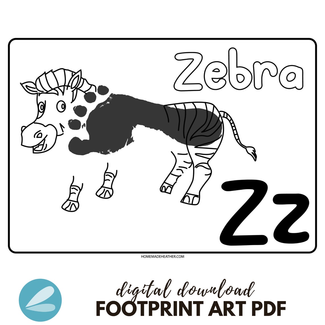 Alphabet Printable Footprint Art Templates Alphabet - Etsy Canada