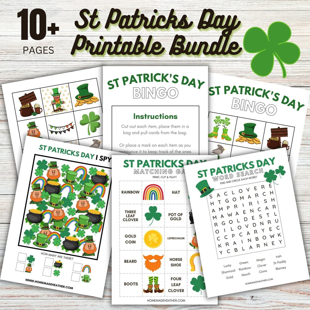 St Patricks Day Printable Activity Bundle - St Patricks Day Printable ...