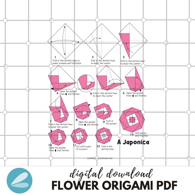 Origami Flower Folding Guide: 10 Printable Designs (PDF Download) - Etsy