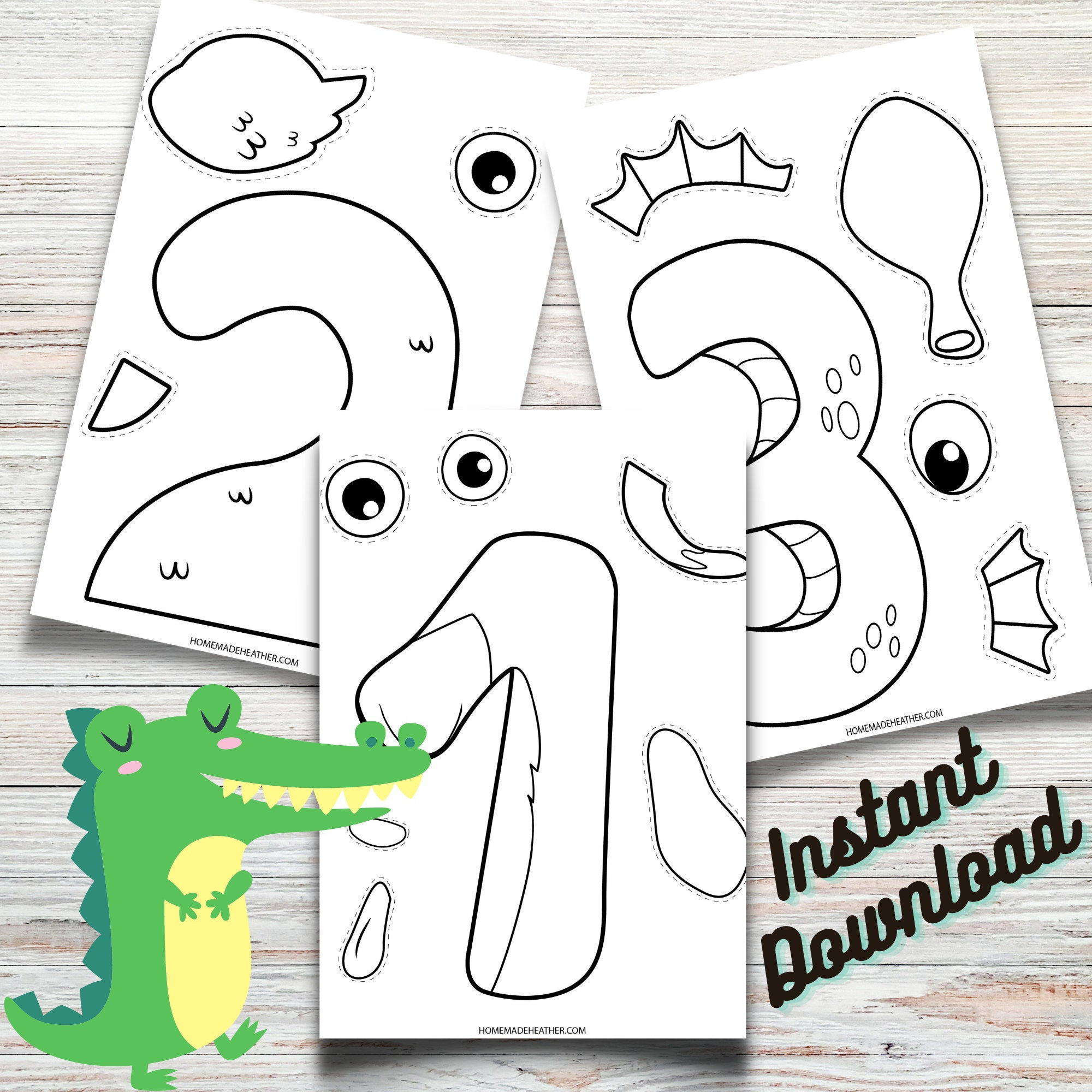 Number Printable CRAFT Templates Number Animal Craft PDF Instant ...