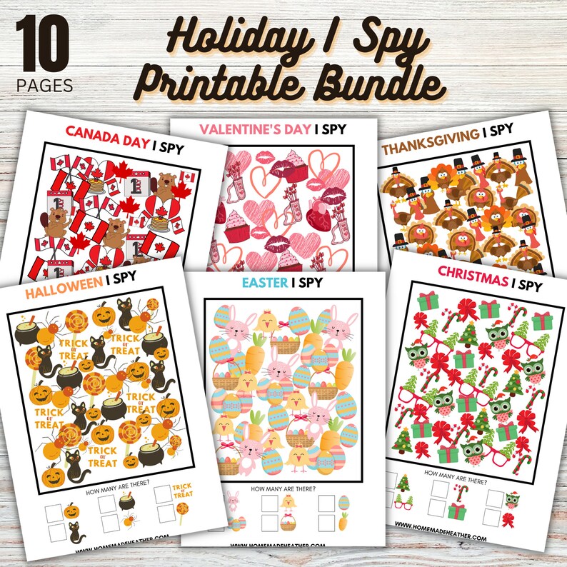 Holiday I Spy Printable Bundle - I Spy Bundle Printable PDF - Instant ...