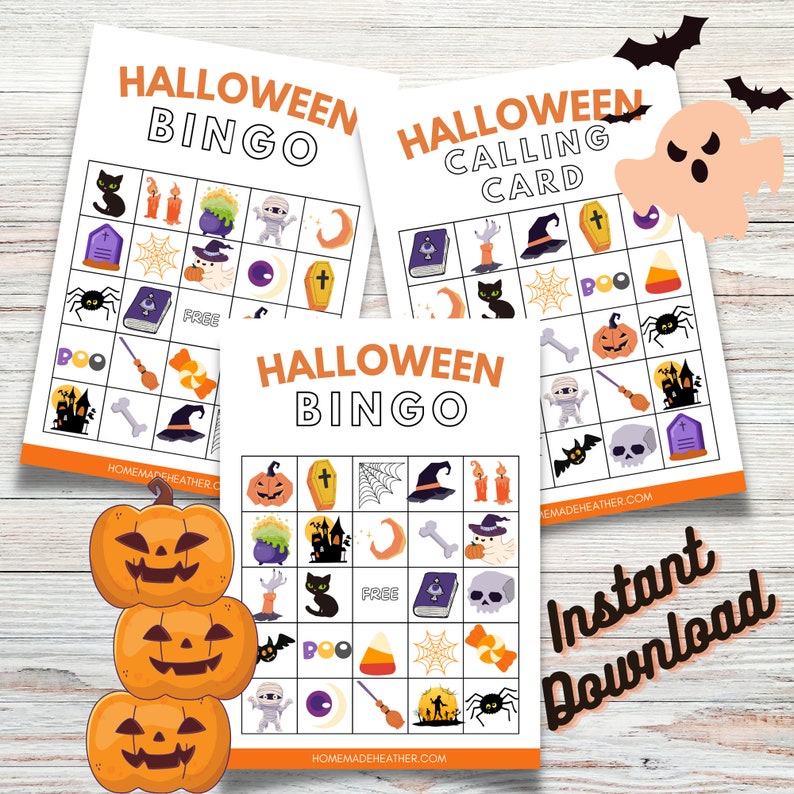 Halloween Printable Bingo - Halloween Bingo Game Printable - Halloween ...