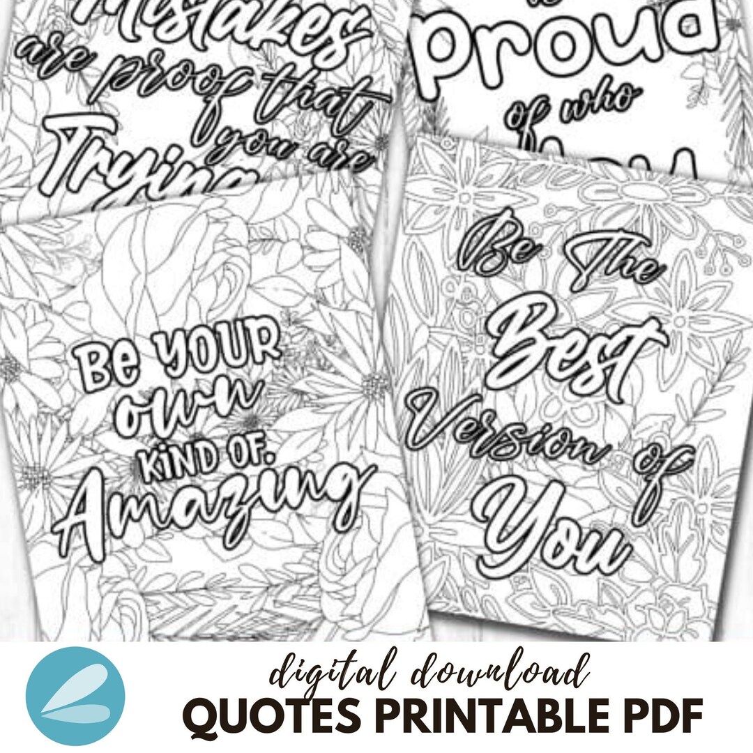 Motivational Quote Printable Coloring Pages - Quote Coloring Sheets PDF ...