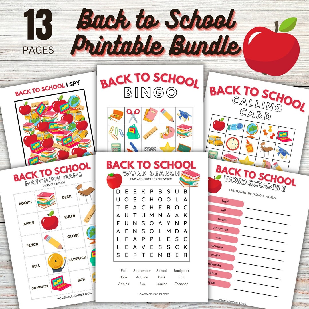 Back to School Printable Activity Bundle - Back to School Printable PDF ...