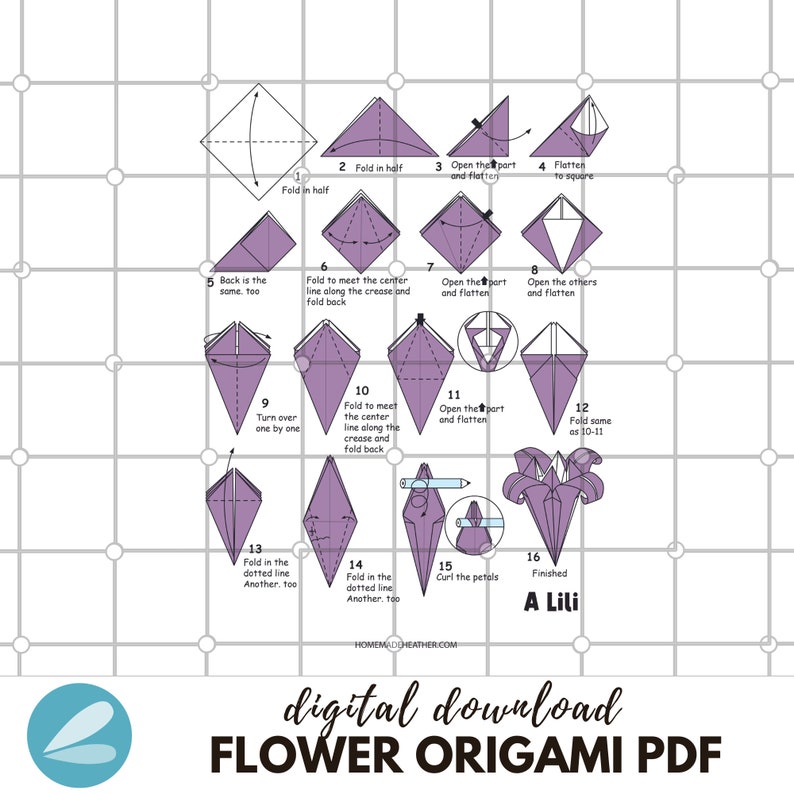 Origami Flower Folding Guide: 10 Printable Designs (PDF Download) - Etsy