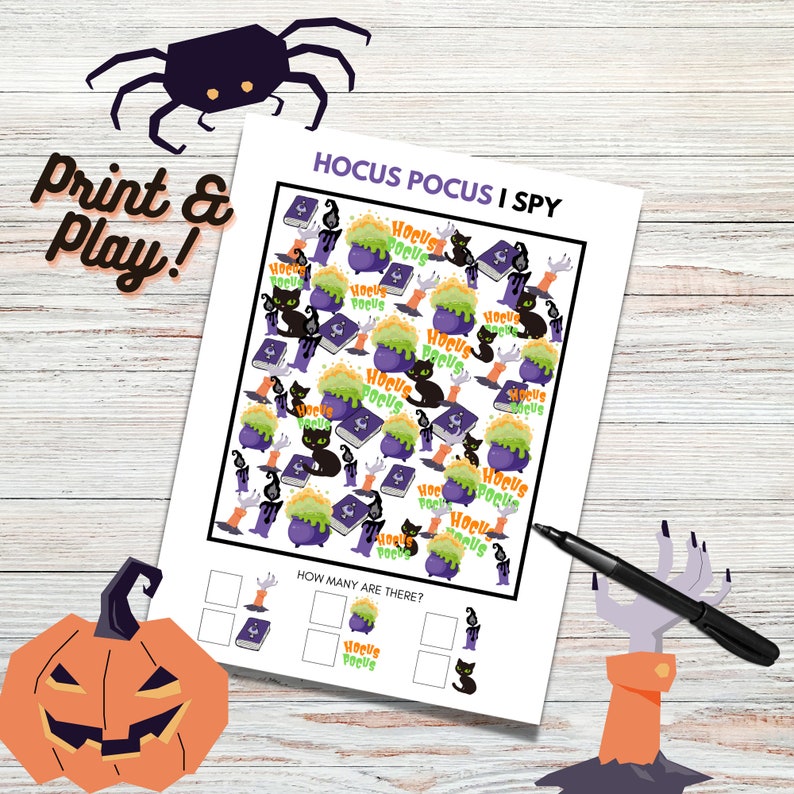 Hocus Pocus Printable I Spy - Hocus Pocus Party Game Printable ...