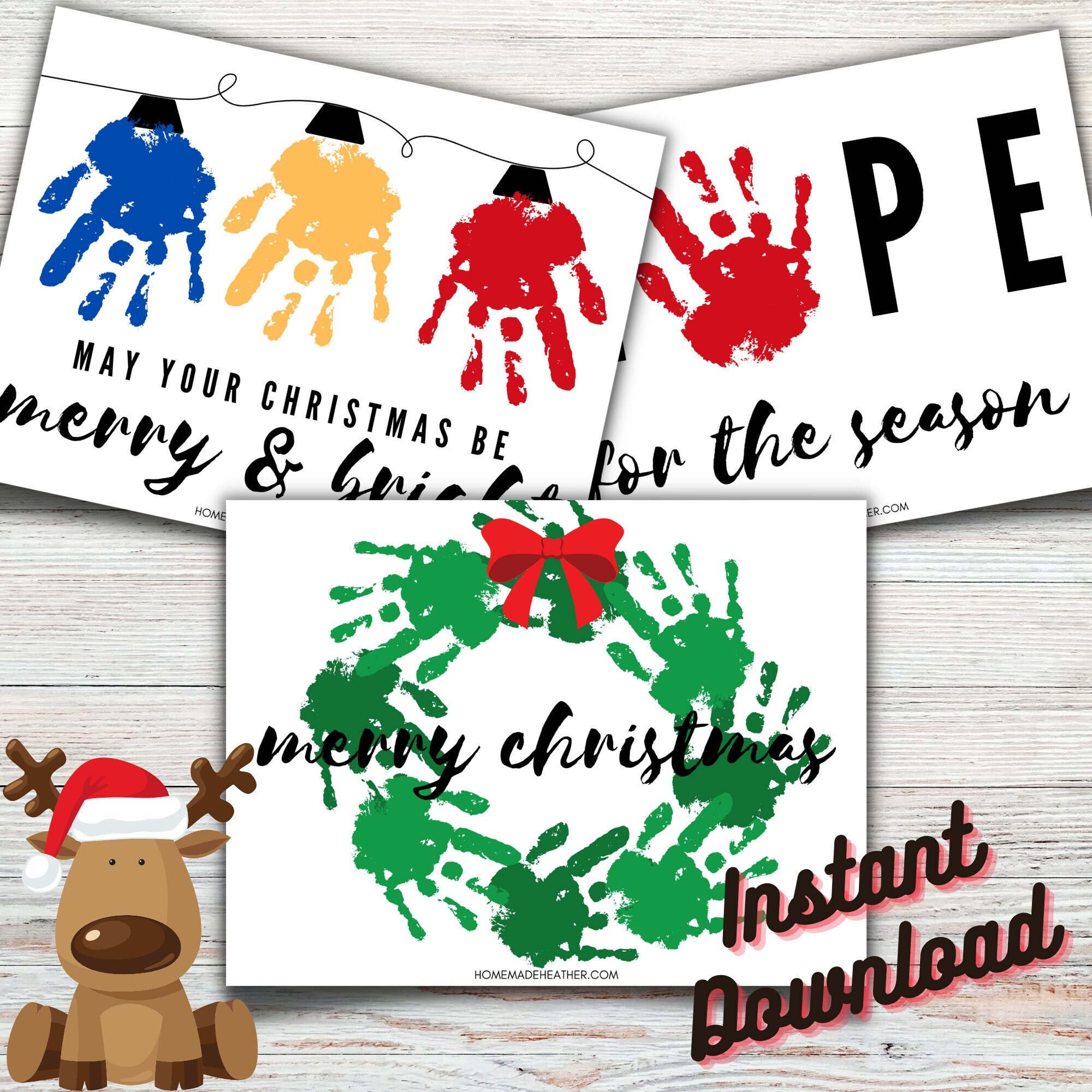 Christmas Handprint Art Printable Templates - Christmas Quote Handprint ...