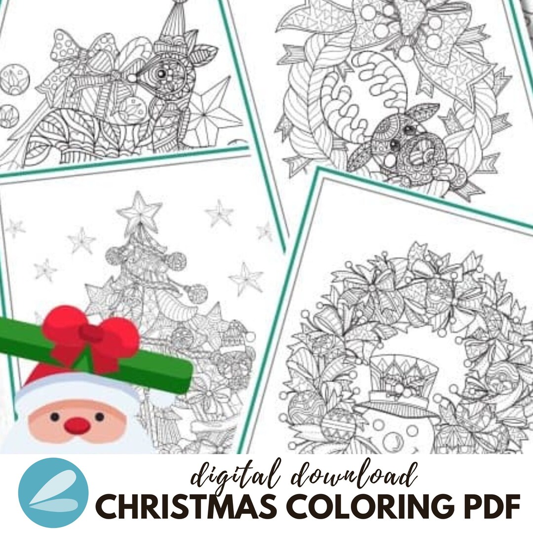 Christmas Coloring Pages: 6 Festive Designs (PDF Instant Download) - Etsy