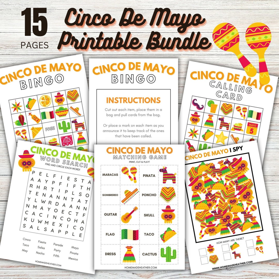Cinco De Mayo Printable Activity Bundle - Cinco De Mayo Printable PDF ...