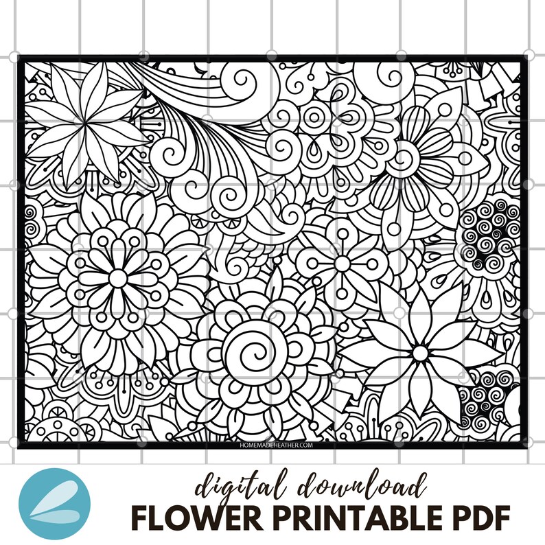 Flower Printable Coloring Pages Flower Coloring Sheets PDF - Etsy