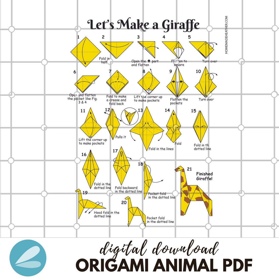 Origami Animal Printable Pages Animal Origami PDF Instant Download - Etsy