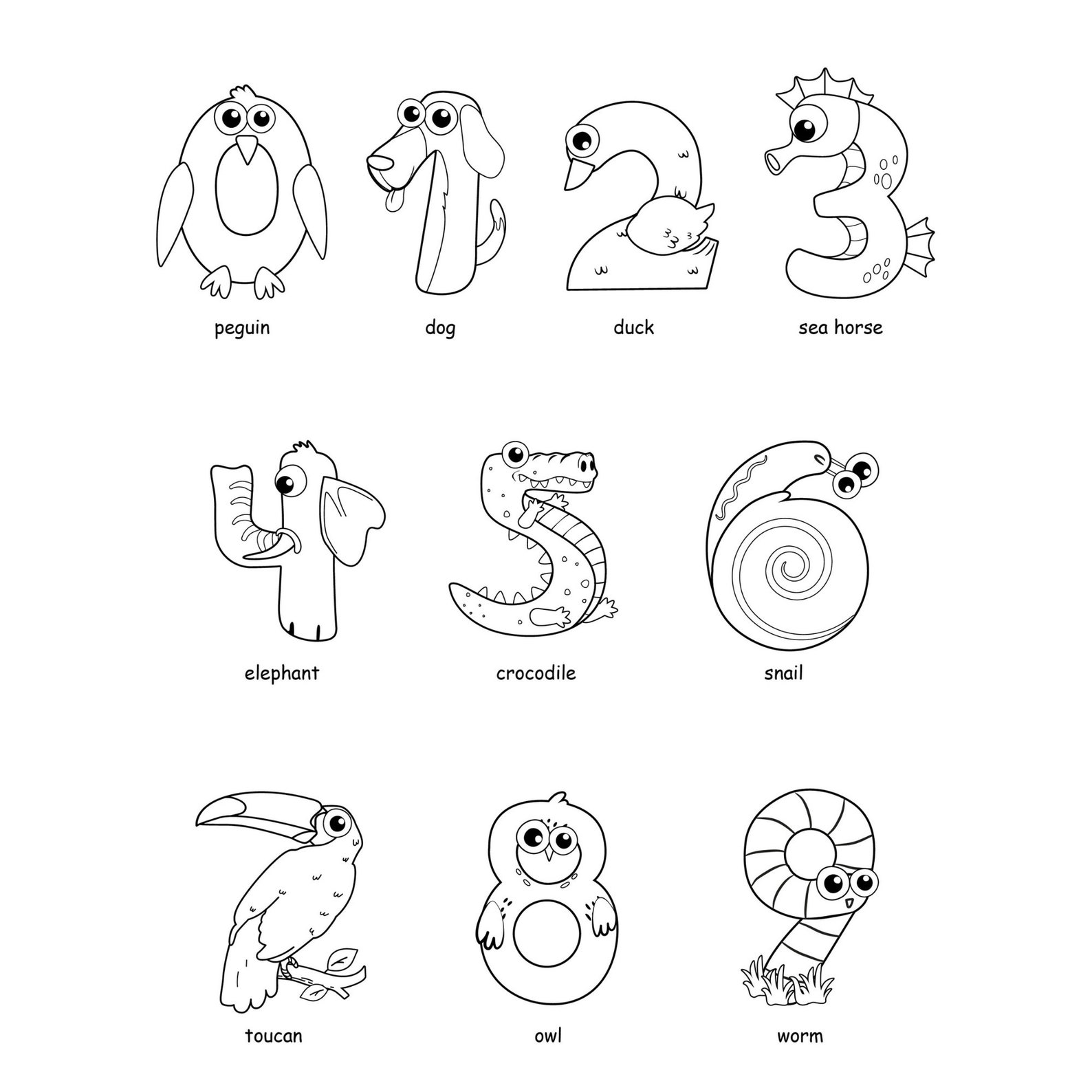 Number Printable CRAFT Templates Number Animal Craft PDF Instant ...
