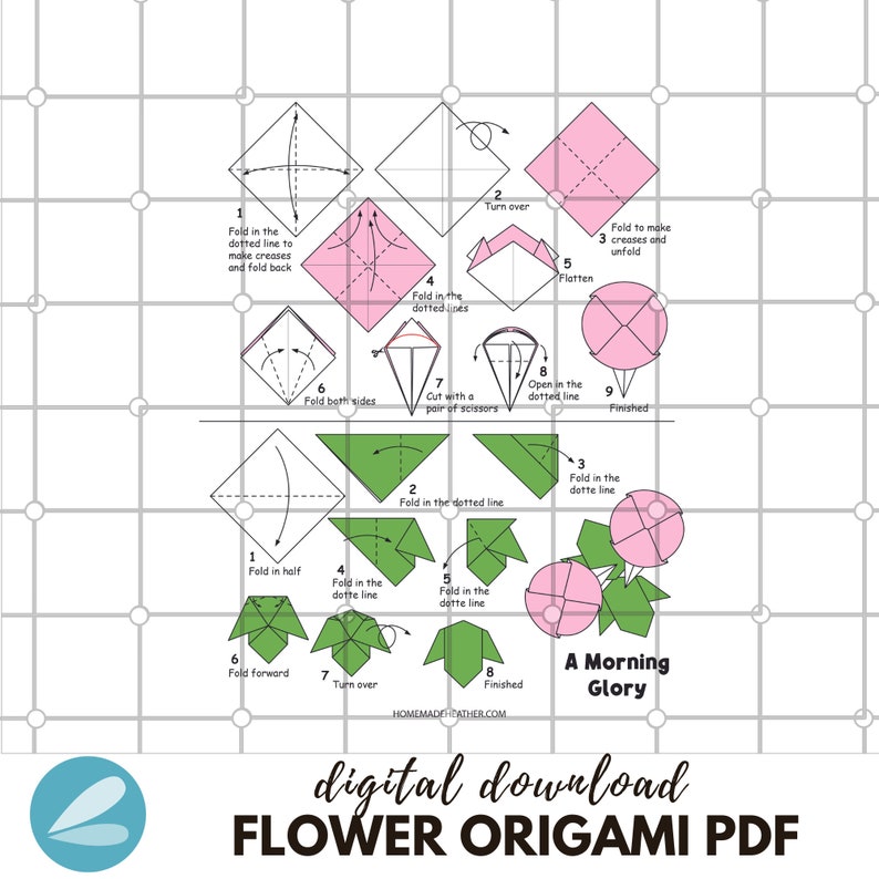 Origami Flower Folding Guide: 10 Printable Designs (PDF Download) - Etsy