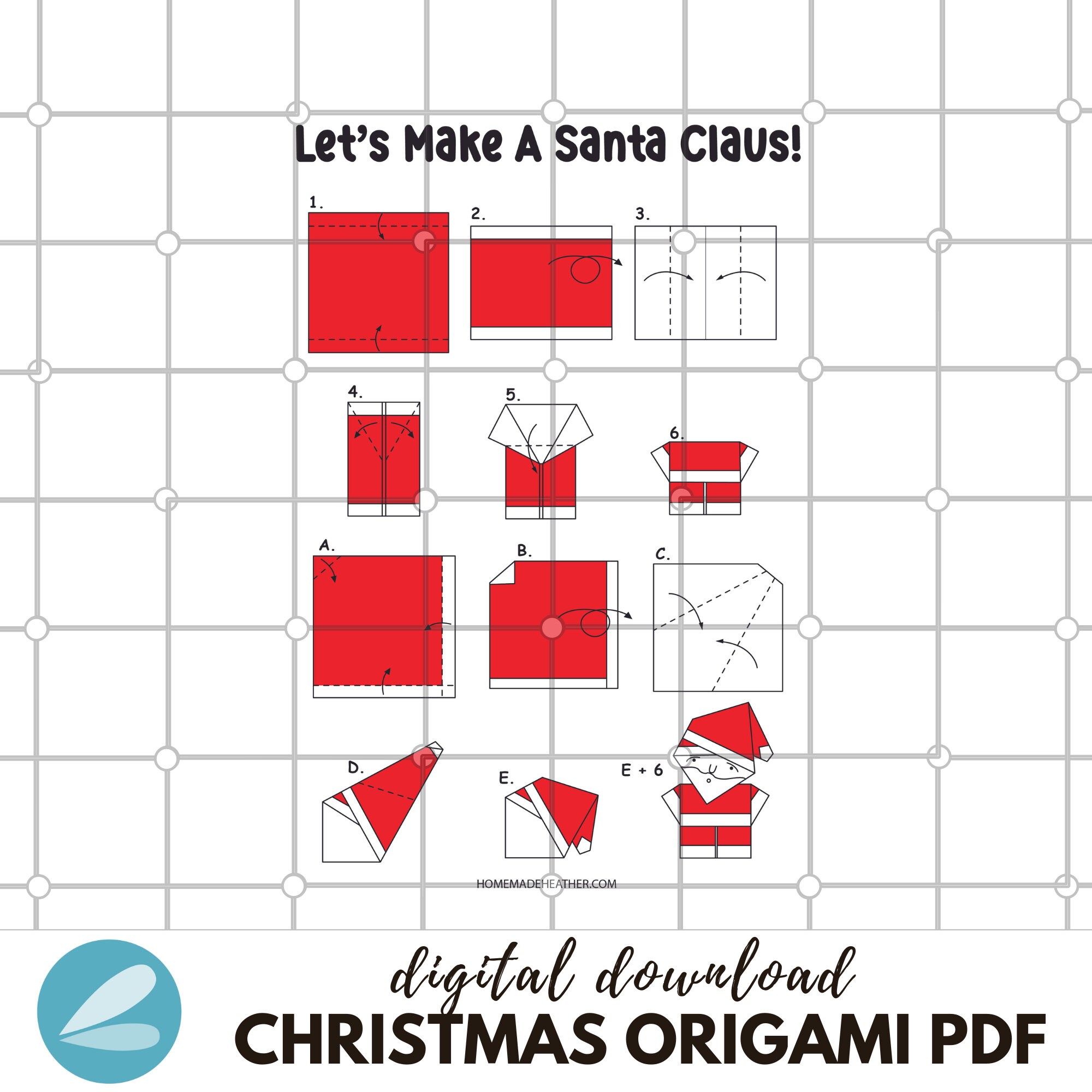 Christmas Origami Printable Designs - Christmas Origami PDF - Instant ...