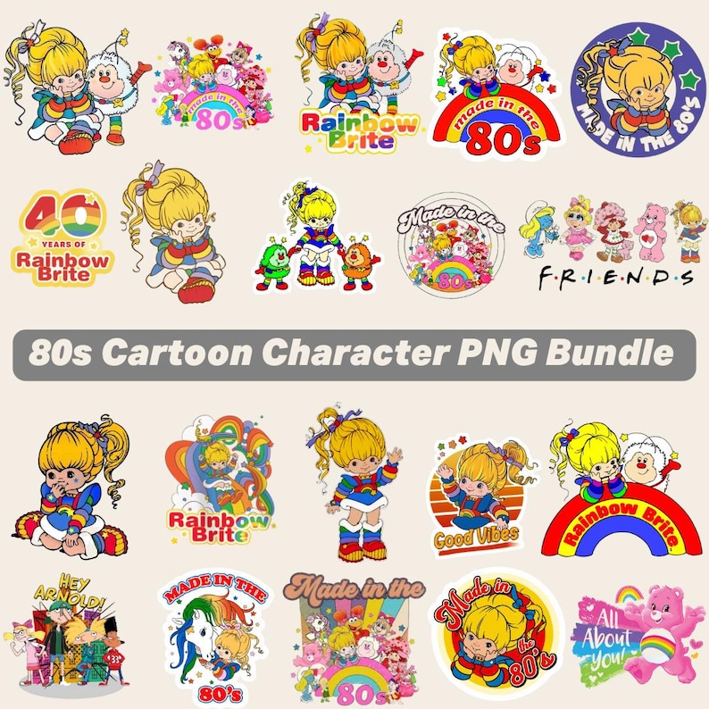 80s Cartoon PNG Bundle, Retro Clipart Collection (digital Download) - Etsy