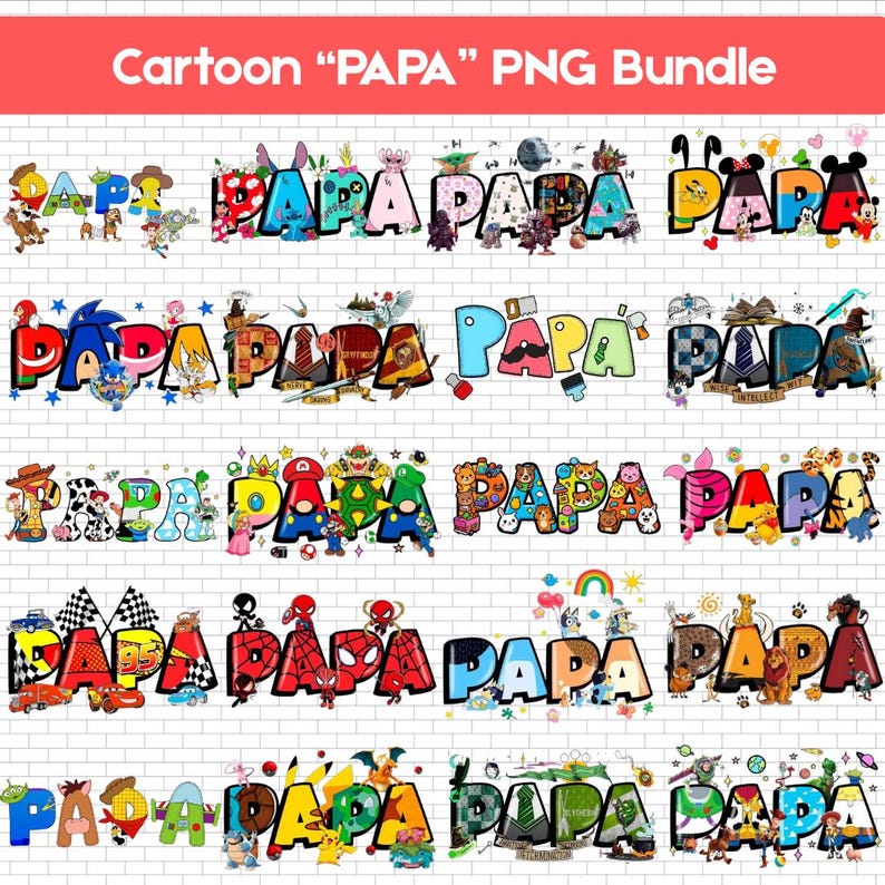 Cartoon Papa PNG Bundle, Dad Life Clipart (digital Download) - Etsy ...