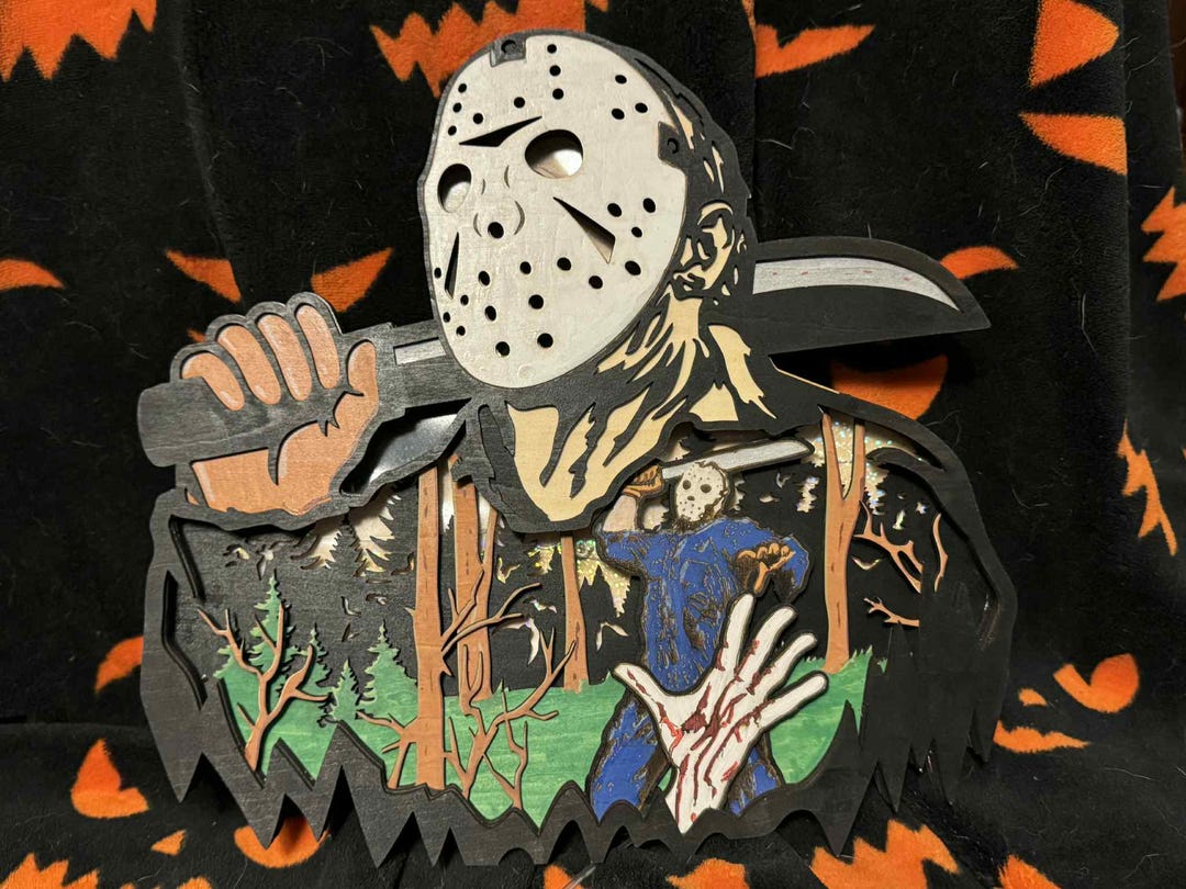 Friday the 13th Wall Art – Hand Painted Layered Wood Jason Voorhees ...