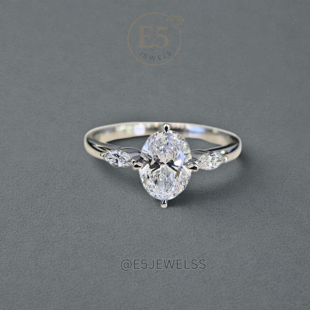 Oval Cut 1CT Lab Grown Diamond, Engagement Ring, 14K Gold - Etsy